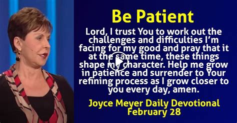 Joyce Meyer February 28 2024 Daily Devotional Be Patient
