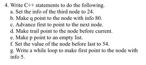 Solved Use The Following Linked List To Answer The