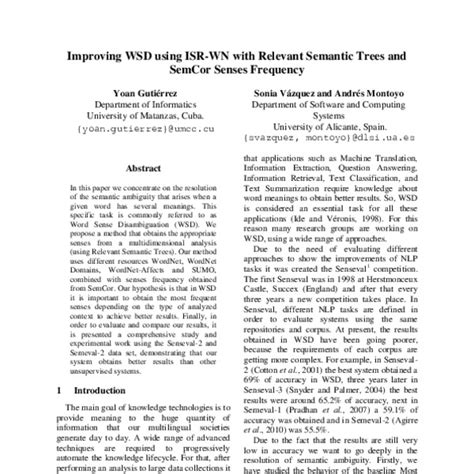 Improving Wsd Using Isr Wn With Relevant Semantic Trees And Semcor