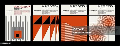 스위스 스타일 삽화 포스터는 웹 배경 잡지 첫 페이지 하이테크 인쇄 표지 삽화에 유용한 대담한 기하학적 모양을 가진 벡터 추상 동적 기호의 포스트 모던에서 영감을 받았습니다