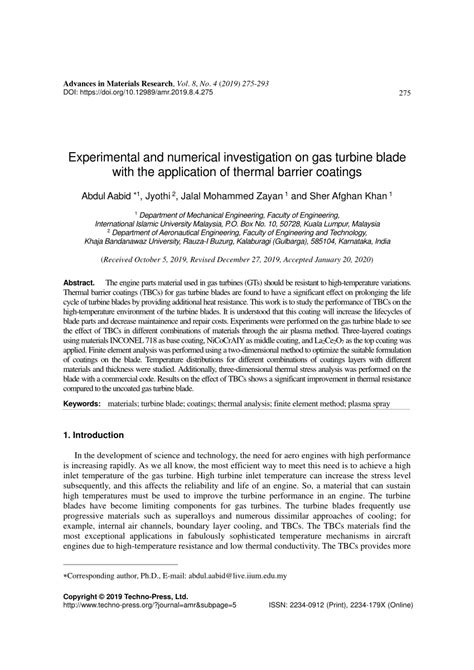 Pdf Experimental And Numerical Investigation On Gas Turbine Blade With The Application Of