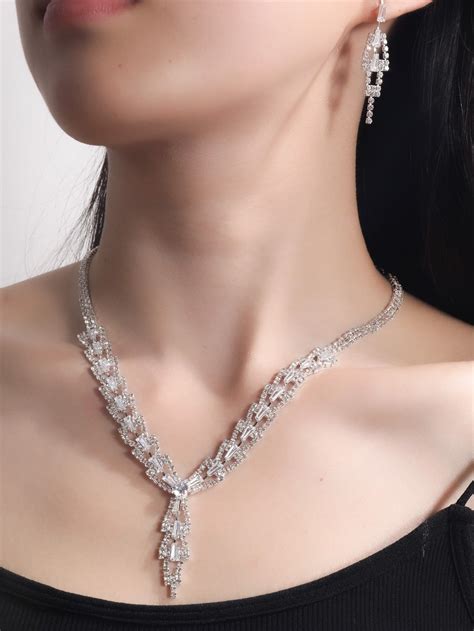 3pcs Rhinestone Decor Jewelry Set Jewelry Jewelry Design Necklace