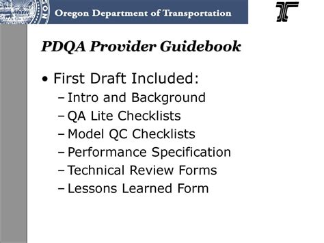 Project Development Quality Program Qaqc What Does Odot Need Ppt