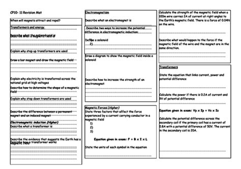 Edexcel Gcse Combined Science Physics Revision Mats Teaching Resources
