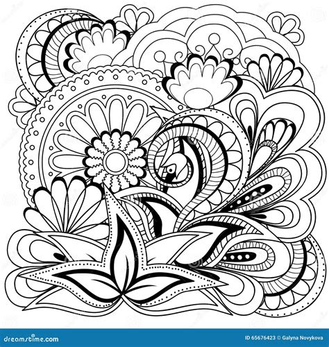 乱画花和坛场 向量例证 插画 包括有 查出 叶子 华丽 刺绣 成人 现有量 要素 种族 草本 65676423