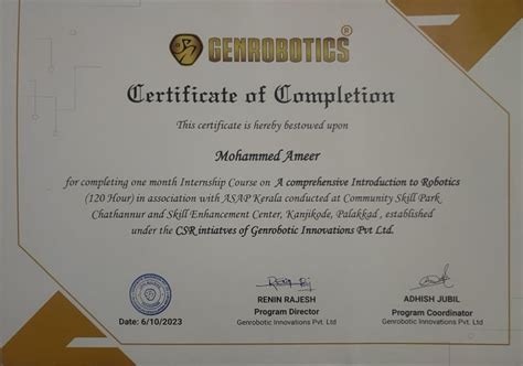 Mohammed Ameer On Linkedin Robotics Automation Asapkerala Genrobotics Skilldevelopment