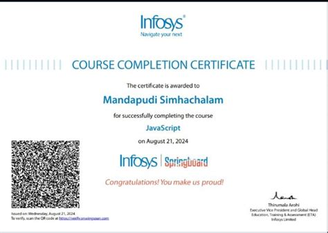Simhachalam Mandapudi On Linkedin Javascript Webdevelopment Learningjourney Infosysspringboard