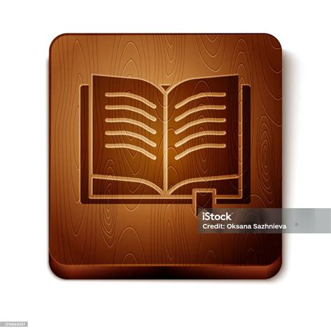 棕色古代魔法書與煉金術食譜和神秘的咒語和魔咒圖標隔離在白色背景木製方形按鈕向量插圖向量圖形及更多古老的圖片 古老的 古董 圖書館