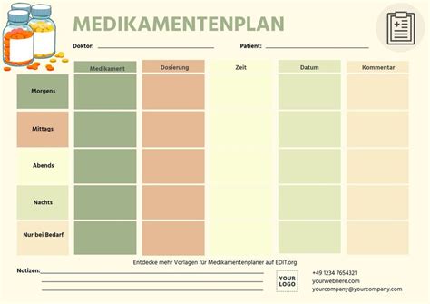 Medikamentenplan Zum Ausdrucken Bearbeitbare Vorlagen Zum Erstellen Von