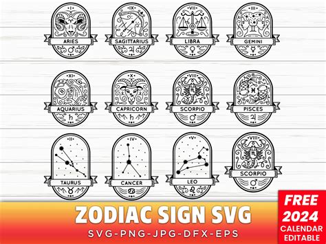 Zodiac Sign Svg Bundle Zodiac Sign Clipart Bundle Zodiac Sign For