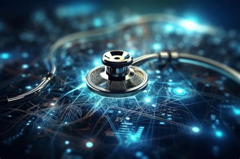 Premium Ai Image Stethoscope Resting On A Computer Circuit Board Generative Ai