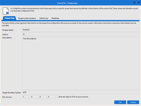 open test framework configfile