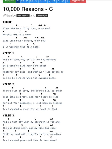 Belajar Chord Gitar 10 000 Reason Dengan Mudah Tab