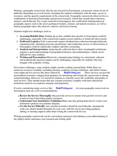 Geography Coursework Grassington Pdf Field Research Geography