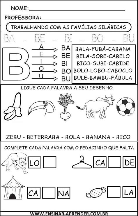 Professores Atividades famílias silabicas