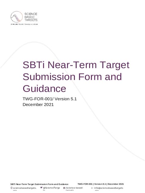 Sbti Near Term Target Submission And Guidance Doc Template Pdffiller