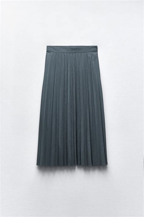 스페인샵 자라 플리츠 미디 스커트 2731309 Blue Grey