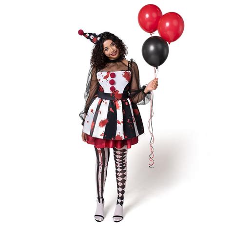 Spooktacular Creations Adult Creepy Clown Costume Women Scary Jester