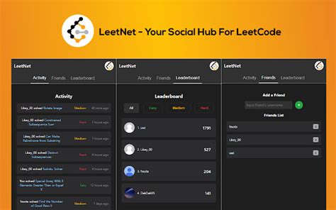 LeetNet Your LeetCode Social Hub สำหรบ Google Chrome สวนขยาย