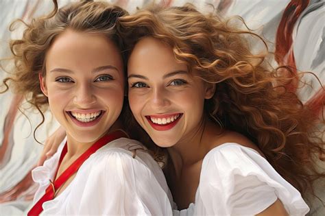 Premium AI Image Two Happy And Excited Girls Enjoying Themselves In
