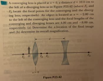 Answered A Converging Lens Is Placed At X A Distance D Cm