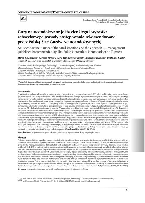 Pdf [neuroendocrine Tumors Of The Small Intestine And The Appendix Management Guidelines