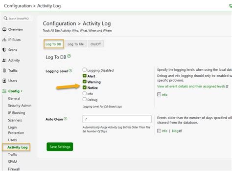 Activity Log Options Explained Shield Security For WordPress Knowledge Base