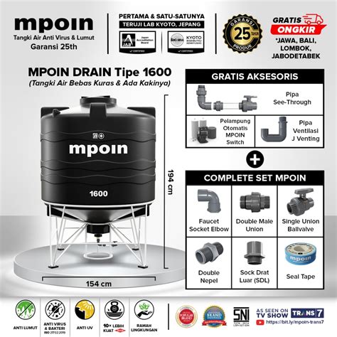 Jual MPOIN Tangki Tandon Toren Air Drain Anti Bakteri Anti Lumut Garansi Th Shopee