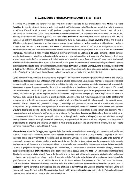 Riassunto Sulla Riforma Protestante Docsity