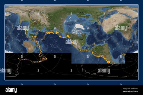 Juan De Fuca Tectonic Plate On The Blue Marble Satellite Map In The Patterson Cylindrical