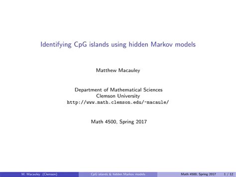 [ppt] identifying cpg islands using hidden markov models matthew
