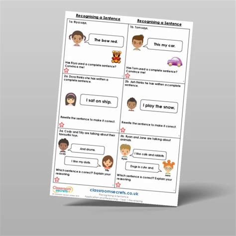 Year 1 Recognising A Sentence Application And Reasoning 2 Resource Classroom Secrets