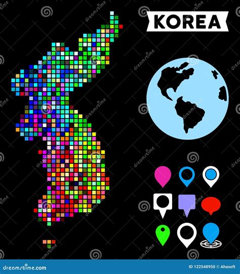 Colored Dot North And South Korea Map Stock Vector Illustration Of