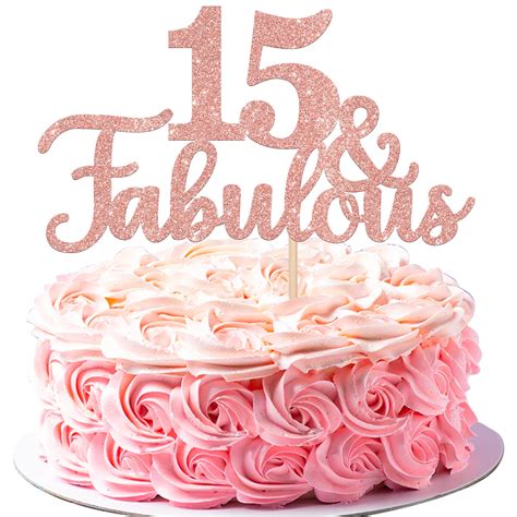1 Pcs 15 And Fabulous Cake Topper Glitter Fifteen And
