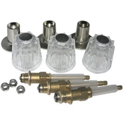 Lasco Price Pfister 3 Valve Round Clear Tub Shower Handle Kit 01 9455