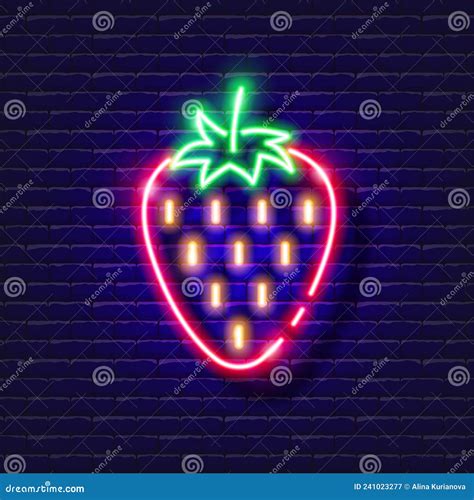 Strawberry Erotic Neon Icon Sex Shop Concept Toys For Adults Gadgets For Love Vector Sign