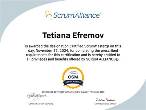 Tetiana E On Linkedin Scrumalliance Scrummaster