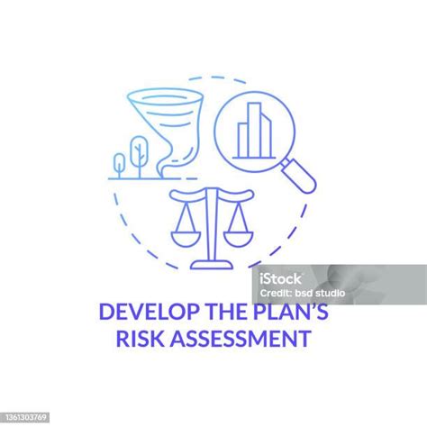 Develop Plan Risk Assessment Blue Gradient Concept Icon向量圖形及更多位置描述圖片