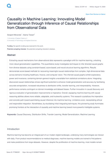 Pdf Causality In Machine Learning Innovating Model Generalization Through Inference Of Causal