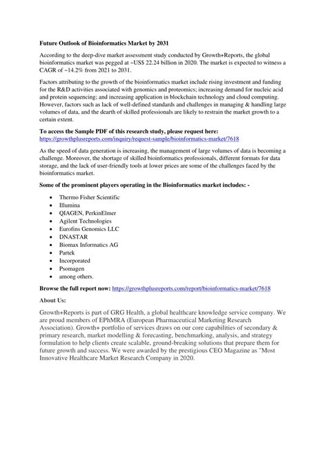 Ppt Bioinformatics Market Powerpoint Presentation Free Download Id