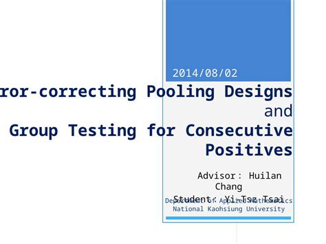 Pptx Error Correcting Pooling Designs And Group T Esting For