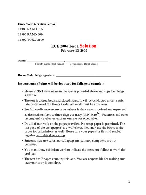 Exam 1 Solutions Electric Circuit Analysis Ece 2004 Docsity