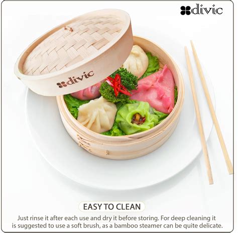 Bamboo Steamer 10 Inch Two Tier Basket With Lid 2 Pair Of Chopsticks
