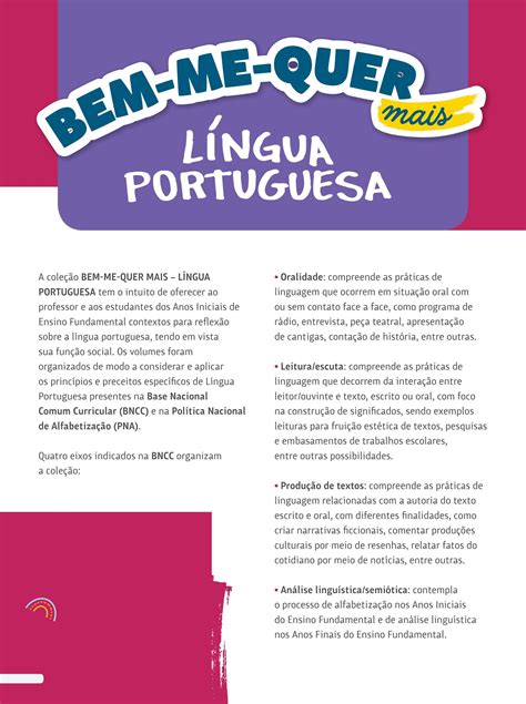 Bem Me Quer Mais Língua Portuguesa Pdf Fdplearn