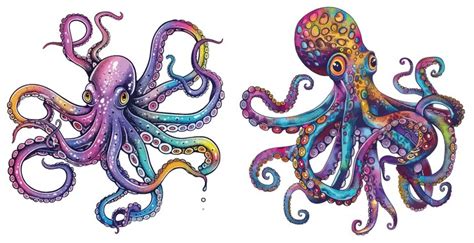 Premium Vector Octopus Vector Illustration Coloring Octopus With