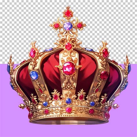 Premium Psd Crown With A Dominant Ruby Centerpiece Isolated Object