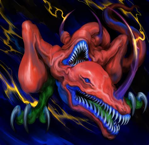Twin Headed Thunder Dragon Yu Gi Oh And 1 More Drawn By