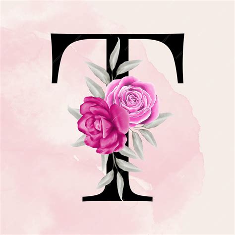 Premium Vector Black Letter T Font Romantic Typography With Pink