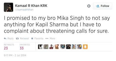 Twitter War Kamaal R Khan Vs Kapil Sharma Missmalini
