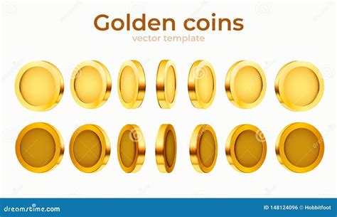 Gold Lokalisierter Satz Der M Nzen 3d Verschiedene Stellungen Fliegende